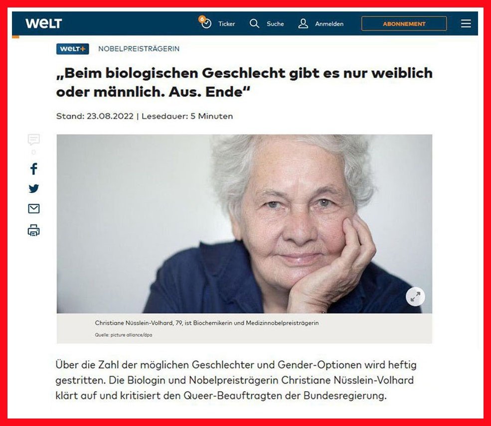 „Beim biologischen Geschlecht gibt es nur weiblich oder männlich. AUS ...
